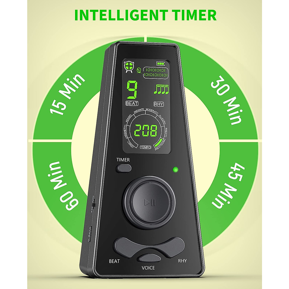 Electronic Digital Metronome with Timer for Guitar, Piano, Violin, Ukulele Practice, Advanced Universal Metronome with Tempo Knob, Vocal Counts, Type C and Timing