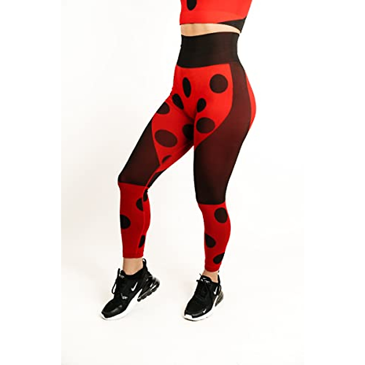 Miraculous Ladybug Womens Leggings Active Cosplay - Seamless for Gym Workout, Exercise, Yoga, Running by MAXXIM Red/Black X-Large