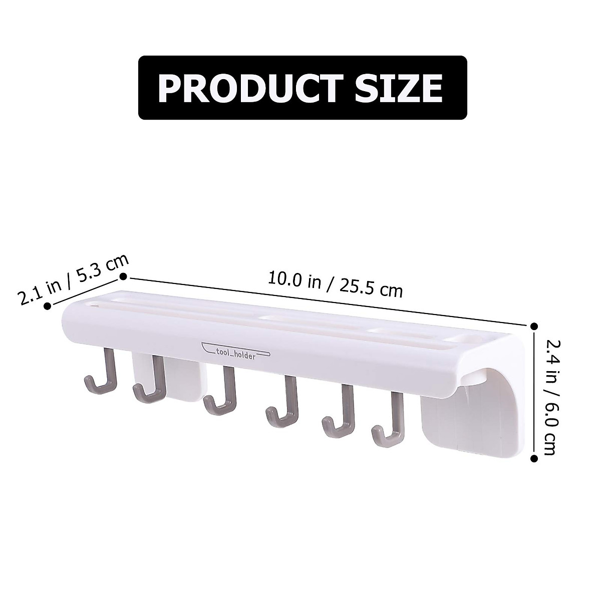 Hemoton Pan Pot Hanger Hook 1 Pc Kitchen Storage Coat Hanger Kitchen Hook Rail Kitchen Holder Shelves for Storage Wall Mounted Wall Mounted Holder Knives Abs White No Punching