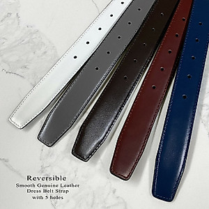 RB30 Reversible Belt Strap Replacement Genuine Leather Dress Belt Strap 1-1/8"(30mm) Wide (Black/Burgundy, 38)
