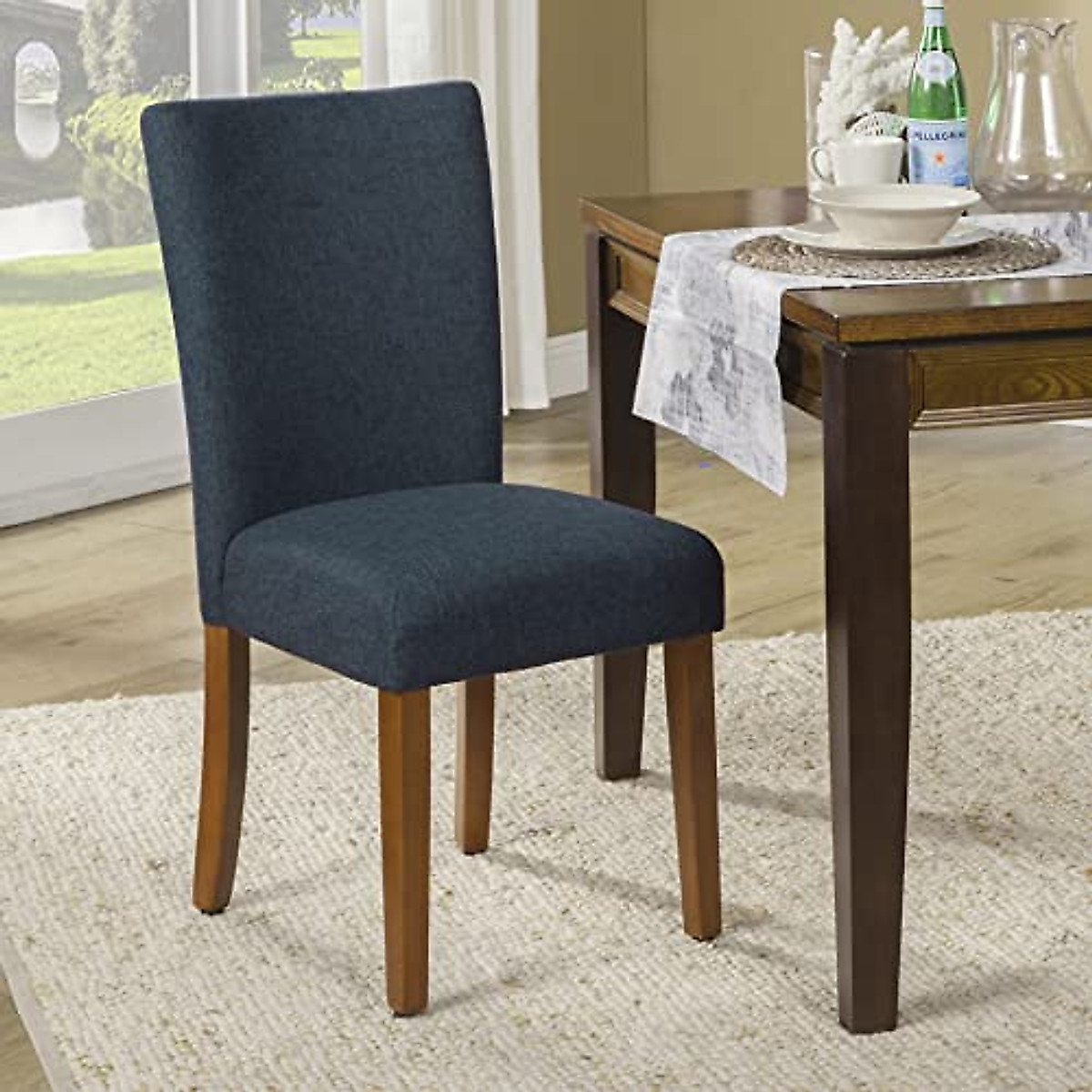 HomePop Parsons Classic Upholstered Accent Dining Chair, Set of 2, Navy