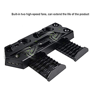 3 in 1 Multi Charging Stand with 2 Cooling Fans for PlayStation PRO/Slim/PS VR, Controller Docking Station Charger, 11 Card Slot, Vertical Stand PSVR Headset Bracket