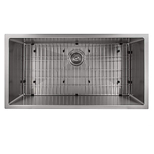 ZLINE 36" Meribel Undermount Single Bowl Stainless Steel Kitchen Sink with Bottom Grid (SRS-36)