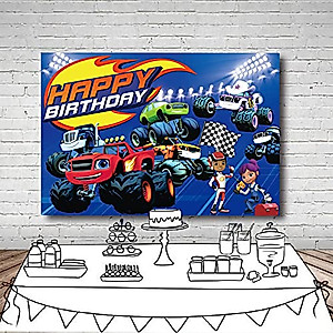 Blaze and The Monster Machines Season Photo Backdrops Monster Machines Photography Background 5x3ft Boys Kids Happy Birthday Party Cake Table Decor Supplies