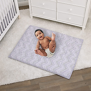 NoJo Little Love Grey and White Chevron 3 Piece Crib Bedding Set - Comforter, Fitted Crib Sheet and Dust Ruffle