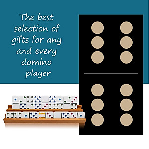 Exqline Wooden Domino Racks Trays Holders Organizer(Set of 4) - Premium Domino Tiles Holder Racks for Mexican Train Dominoes Games - Dominos NOT Included