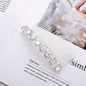 Lusofie Rhinestone Hair Accessories: 4Pcs Bridal Hair Pieces with Crystal Silver Combs, Side Clips for Wedding