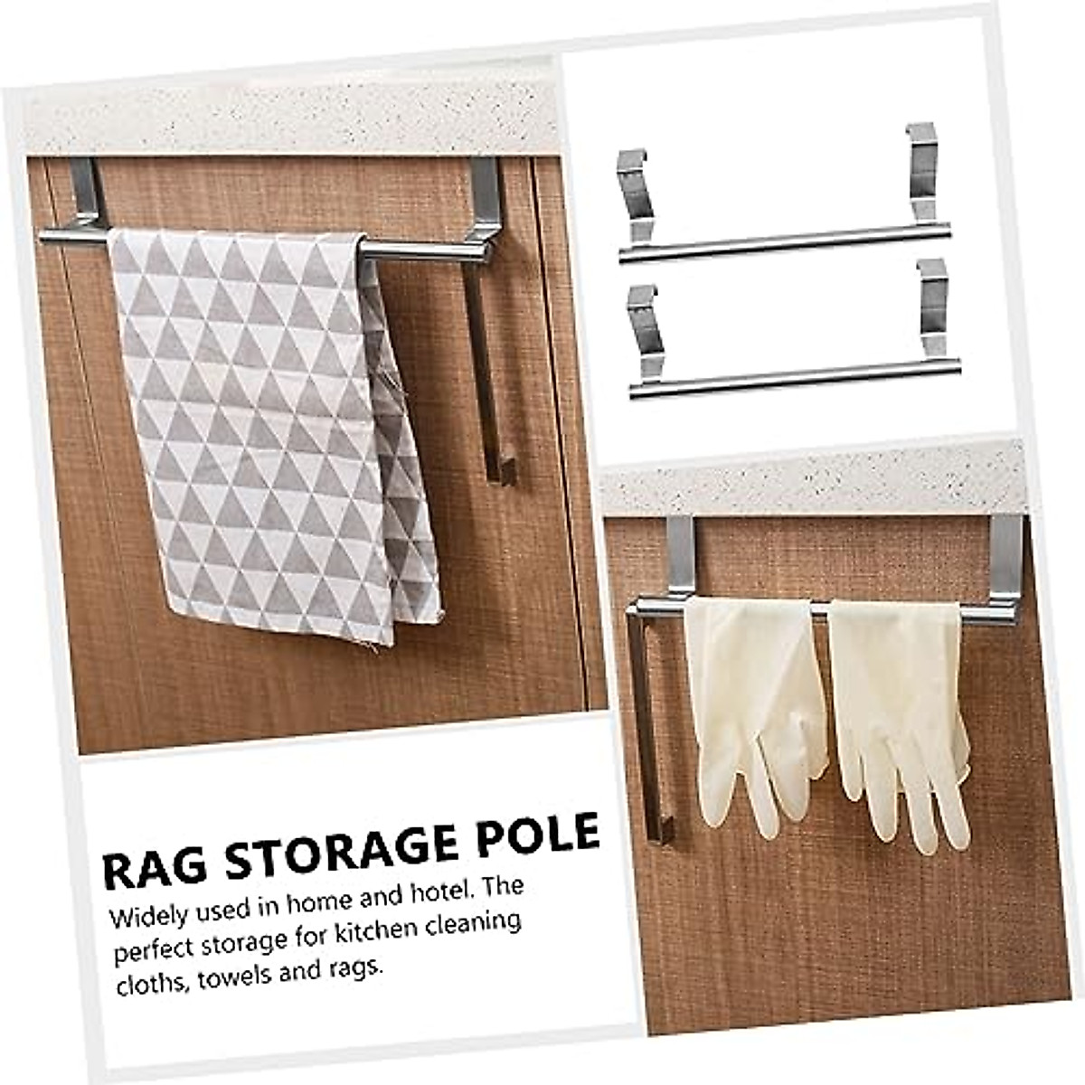 DOITOOL 2pcs Stainless Steel Towel Rack Over Door Towel Holder Cabinet Towel Holder Bathroom Towel Shelf Multi Hanger Multi Purpose Hanger Towel Storage Pole Individual Bracket Back Style