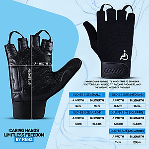 Rebz wheelchair full thumb fingerless gloves ideal choice for active lifestyle wheelchair gloves for men non slip Grip to boost mobility breathable wheelchair gloves for intense sports- racing