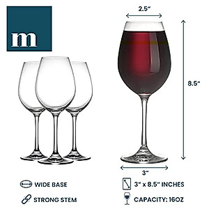 Modvera Stemmed Wine Glasses with Elongated Bowl Design, Crystal, Perfect for Red and White Wine for Your Next Event, Wine Glass Set Sommeliers Will Love - 18 oz, Set of 6