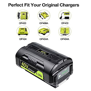 FSKE 6.2Ah OP4026 40V Battery Replacement for Ryobi 40V Lithium Battery OP4026 OP40201 OP40261 OP4030 OP4040 OP40401 OP4050 OP40501 OP4050A OP40601 OP4060A