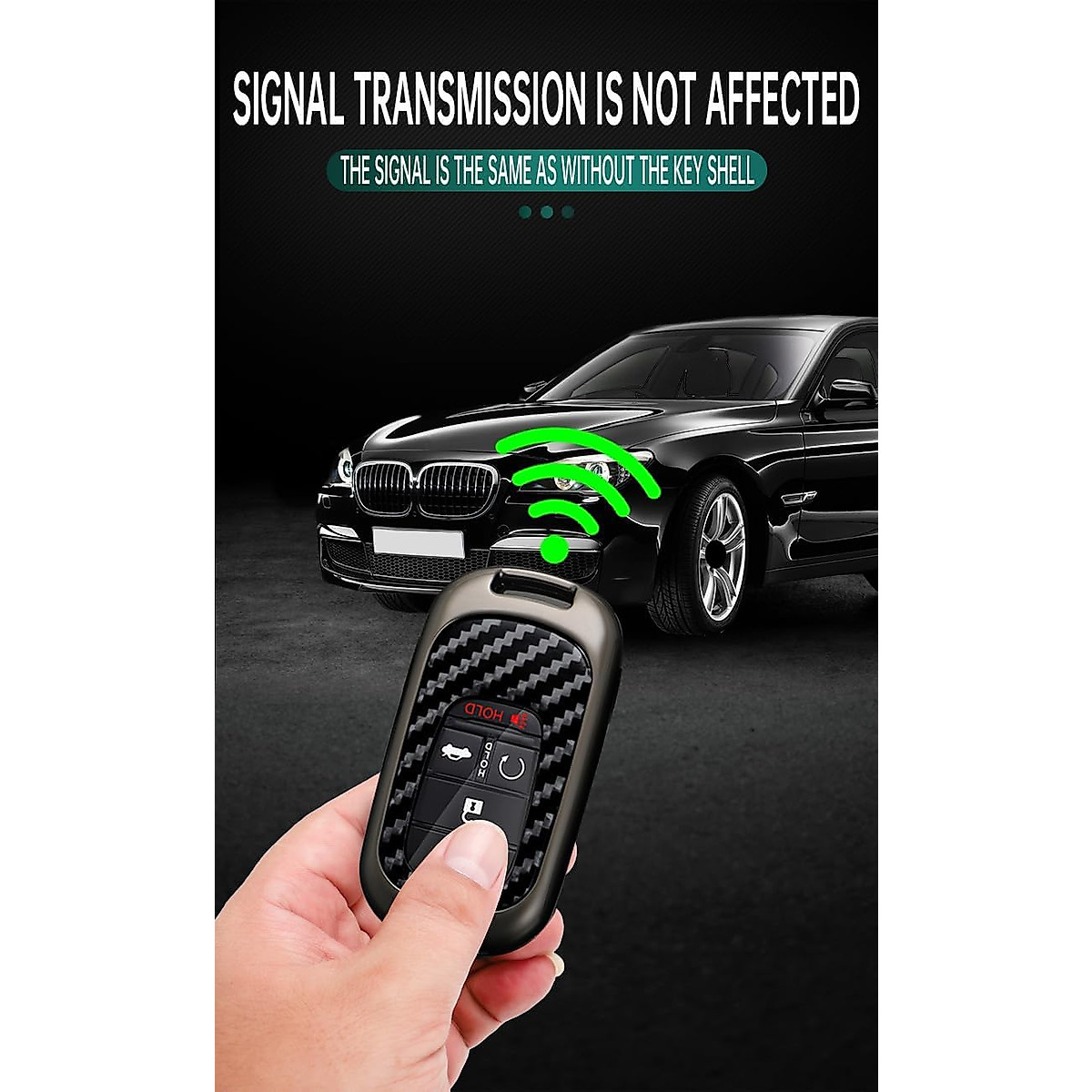 SANRILY Carbon Fiber Pattern Black Smart Key Fob Cover Case Fit for Honda Accord 2022 2023 Civic HR-V CR-V Pilot Sport SI EX EX-L Touring Keyless with Keychain