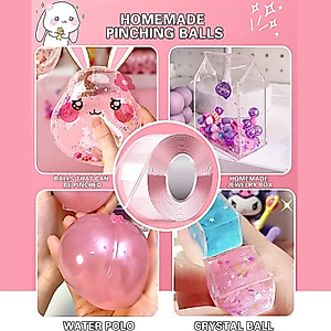 Nano Tape Bubble Kit DIY Set Nano Bubble Tape Toy Kit with Glitter Bubbles Balloon Double Sided Tape for Kids Girls Adult Party Favors Gifts Fidget Toy Craft (Accessories1)