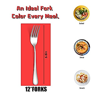 Silver Salad Forks Set of 12 pieces，Stainless Steel Flatware Forks 6.8 inch，Mirror Polish Small Utensils, New Kitchen Essentials Cutlery Set Dishwasher Safe