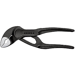 Knipex Cobra® XS Pipe Wrench and Water Pump Pliers grey atramentized, embossed, rough surface 100 mm (self-service card/blister) 87 00 100 BK