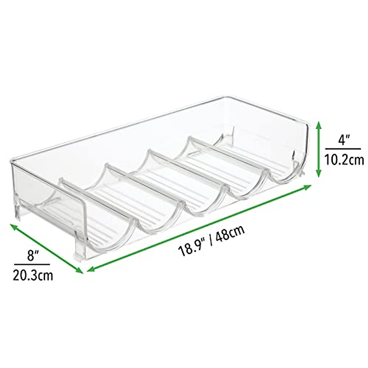 mDesign Plastic Free-Standing Water Bottle and Wine Rack Storage Organizer for Kitchen Countertops, Table Top, Pantry, Fridge - Stackable - Holds 5 Bottles Each, 4 Pack - Clear