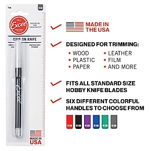 Excel Blades Soft Grip Craft Knife Set, Soft Grip Fine Point Angled Blades for Precision Cutting & Trimming, Multi-Purpose Hobby, Scrapbooking, Crafting Tools, Red, 2-Pack With 10 Replacement Blades