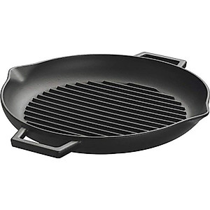 Lava ECO Enameled Cast Iron 12 in. Round Grill Pan, Slate Black
