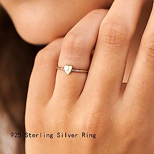 Initial Rings for Girls Women, 925 Sterling Silver Dainty Letter A Initial Heart Stacking Ring Gold Rings for Women Teen Girls Kids Jewelry Gifts, Mother's Valentines Day Girls Gifts for Her