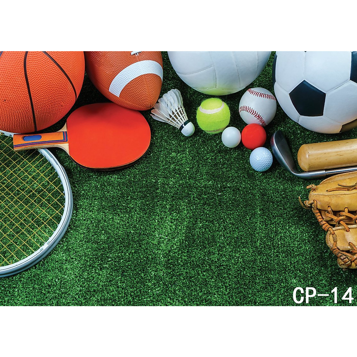 LYWYGG 7x5ft School Playground Photography Backdrops Sports Goods Grassland Backdrop for Studio Prop Photo Background Photography Props CP-14