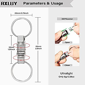 RXLUY Titanium Quick Release Keychain, Detachable Convenient Double-End Swivel EDC Key Chain Ring Clip Holder Car Accessory