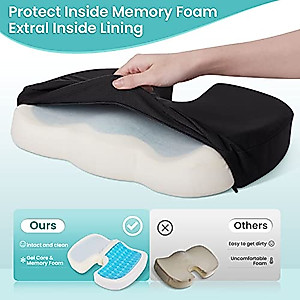 CushZone Gel Seat Cushion Office Chair Cushion for All-Day Sitting - Back, Sciatica, Coccyx Tailbone Pain Relief Cushion - Ergonomic Seat Cushion for Office Chairs, Car Seat, Gaming Chair - Black