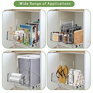 Cabinet Trash Can Pull Out Kit with Removable Front Basket for Garbage Bag Storage, Under Sink Trash Can Slide for 7-11 Gallon/28-44 Qt Garbage Cans Kitchen Trash Can (Not Include Trash Can)