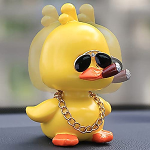 wonuu Shaking Head Duck Car Dashboard Decorations Cute Yellow Ducks Doll for Car Interior Ornament Accessories, Cool Duck