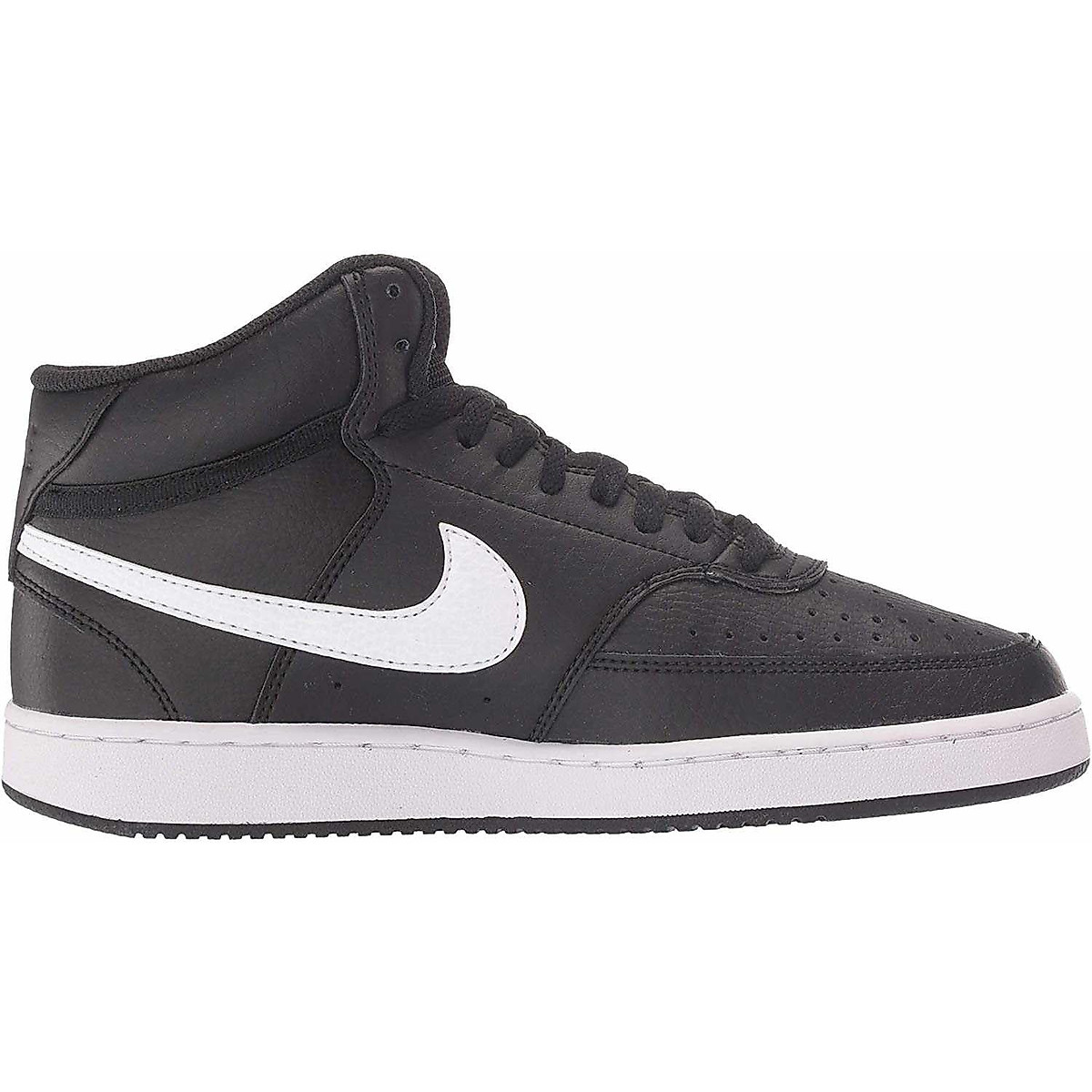 Nike Women's Court Vision Mid Sneaker, Black/White, 6.5