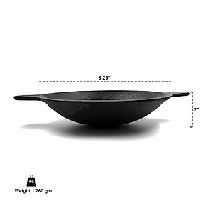 TAZBI Cast Iron Appa Chatti/Appam Pan/Appam Patra/kallu (Ready to Use- Hand Seasoned by Village Ladies Using Oil)- Black