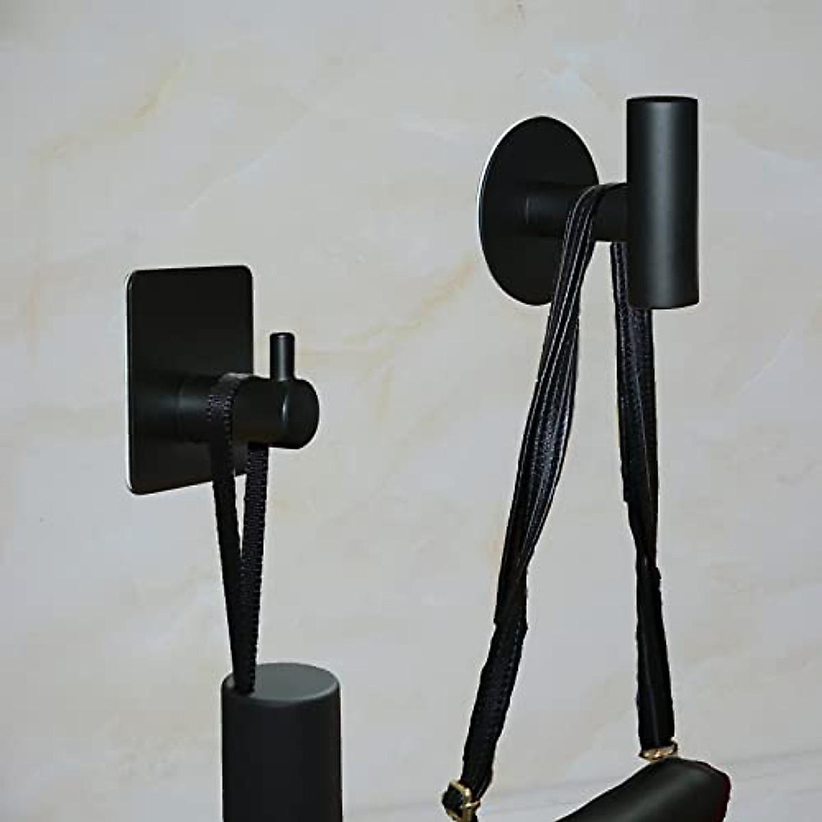 8 Packs Adhesive Towel Hooks - Stainless Steel Bathroom Hook, Wall Towel Hooks Heavy Duty Adhesive Hooks for Bathroom Kitchen Garage Home Hotel Office (Black)