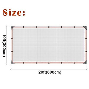 JIWINNER 65%-75% 10'x20' Black Shade Cloth with Grommets Garden Shade Cover from Sun for Plant, Greenhouse, Pergola (10'x20')