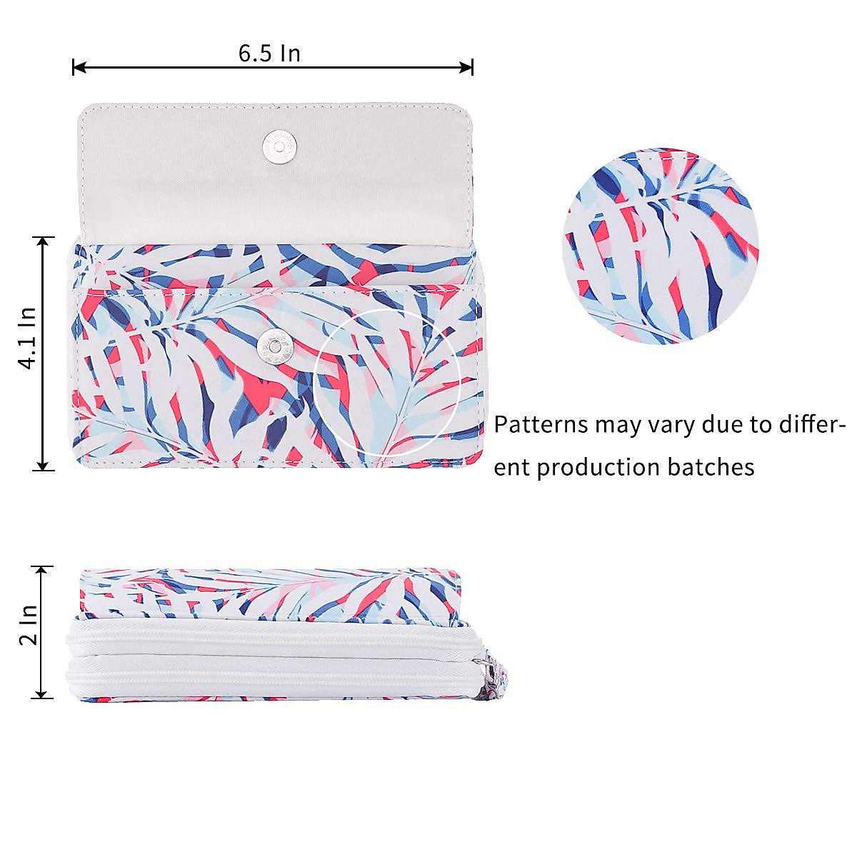 Women’s Double Zipper Clutch Wallet Cute Card Holder Ladies Purse with Wristlets and ID Window (Colored Leaves)