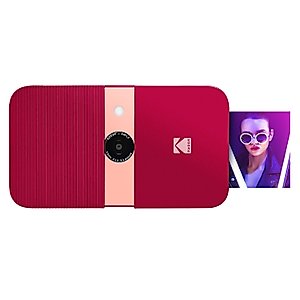 Zink KODAK Smile Instant Print Digital Camera – Slide-Open 10MP Camera w/2x3 ZINK Printer (Red)