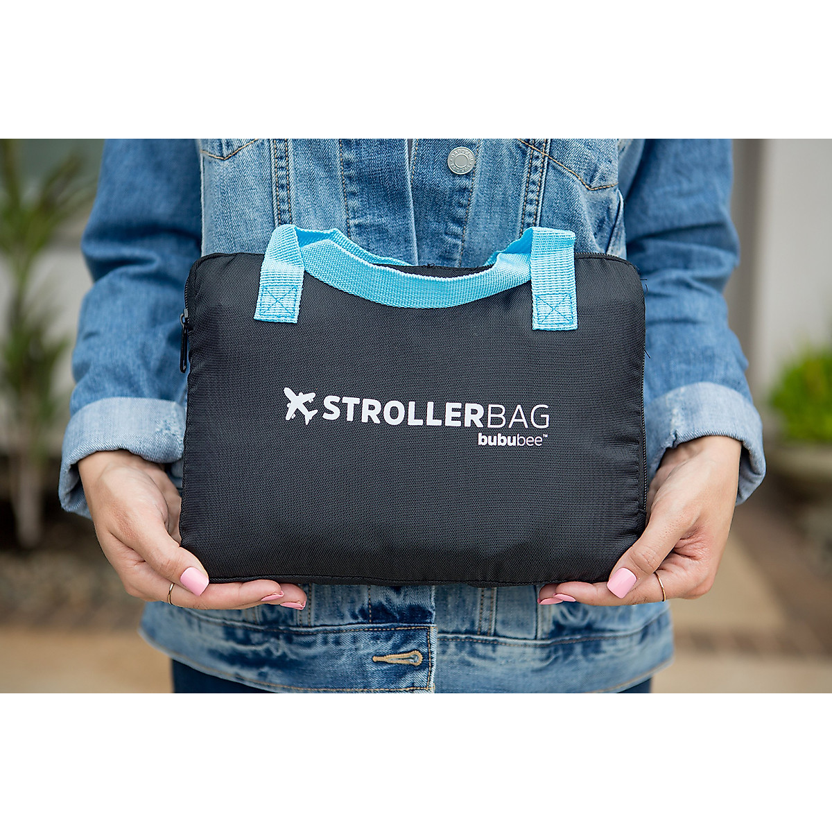 Bububee 'Elua XL Double Stroller Gate Check Travel Bag (Black & Aqua)