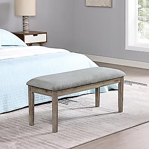 ECLY. Woven Bench for Bedroom End of Bed Bench 39.5" Wooden Bench ndoor Dinning Bench Entrywway Bench with Solid Rubber Wood leas Bed Bench forBedroom Entryway Living Room Kitchen