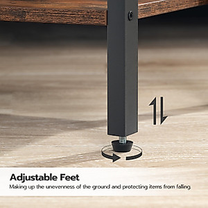 HOOBRO 3 Tier Bookshelf, 23.6"L Industrial Bookcase, Record Storage Rack with Side Fence, Wood Storage Shelf with Metal Frame, Rustic Open Display Shelf for Living Room, Bedroom, Rustic Brown BF86CJ01