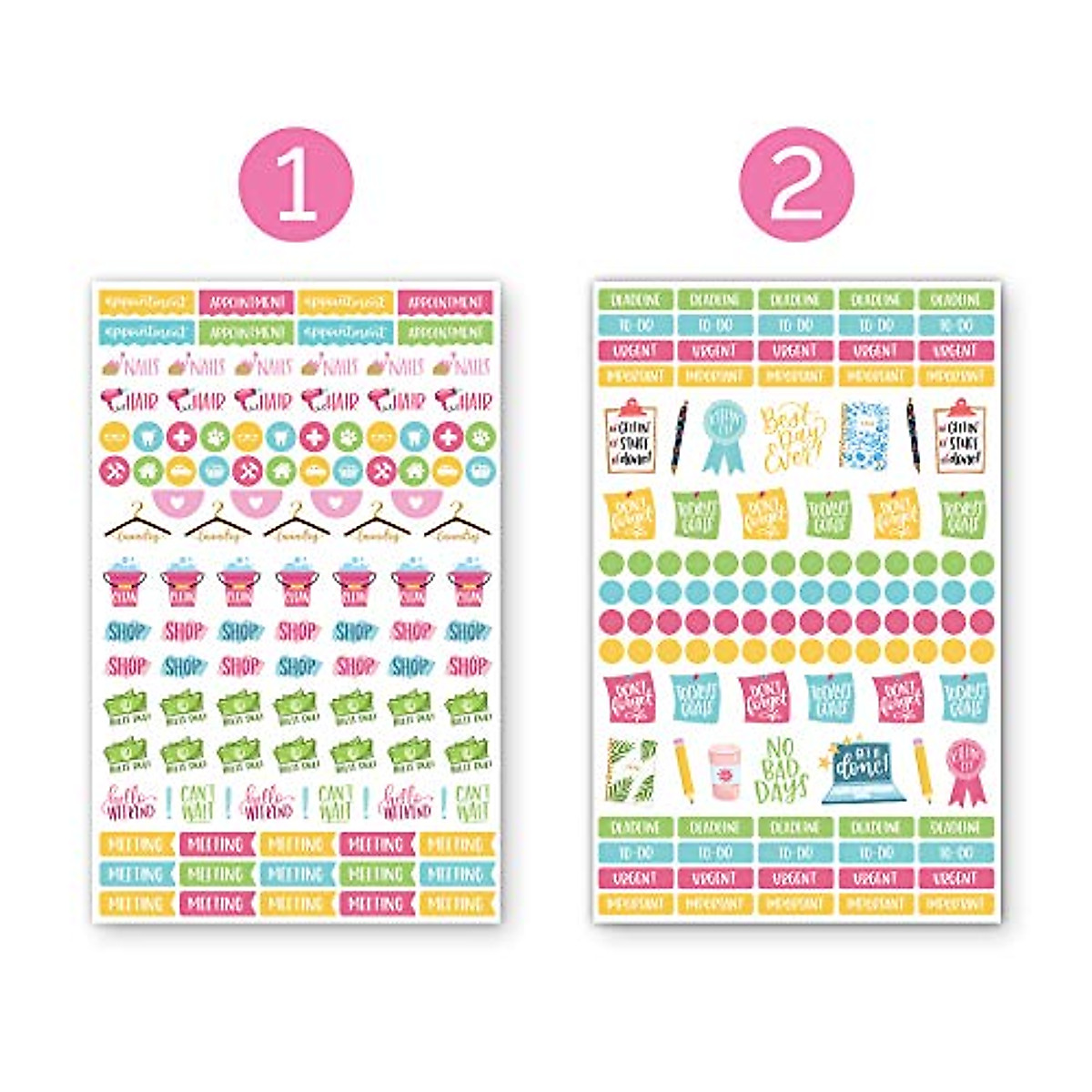 bloom daily planners Productivity Stickers - Variety Sticker Pack - Six Sticker Sheets Per Pack!