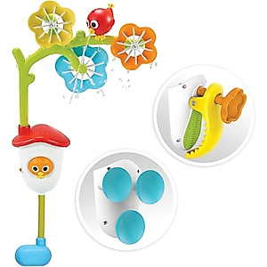 Yookidoo Baby Bath Mobile - Spinning Flowers and Swiveling Fountain for Newborn and Toddler Bath Time Sensory Development (Tub Not Included) - Attaches to Any Size Tub Wall - 0-2 yrs.
