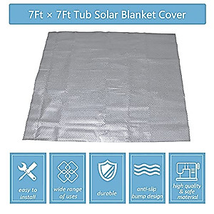 Spa and Hot Tub Bubble Insulating Cover 𝗧𝗿𝗶𝗺𝗺𝗮𝗯𝗹𝗲 (𝟭𝟲 𝗠𝗶𝗹) 7ft x 7ft Thermal Pool Solar Blanket Cover