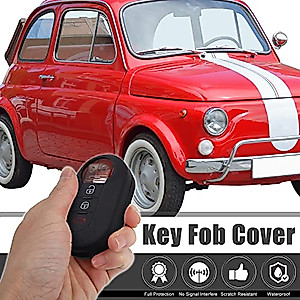 uxcell 3 Button Car Remote Key Cover Case Protective Replacement Black Silicone for Fiat 500 Viaggio Ottimo Tipo