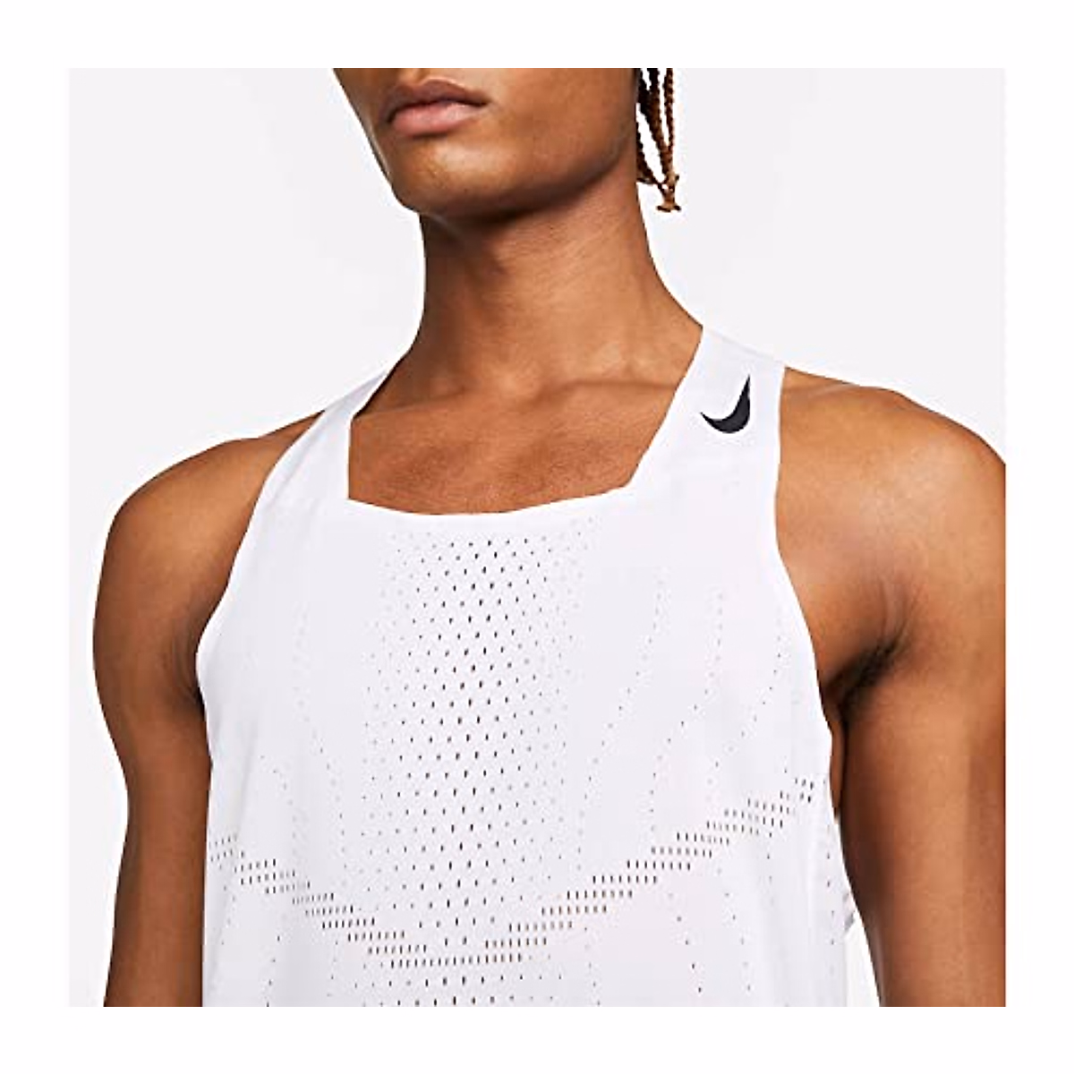 Nike Dri-FIT ADV AeroSwift Men's Racing Singlet (X-Large, White/Black)