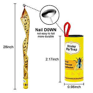 40 Pack Fly Strips, Sticky Fly Trap Indoor/Outdoor Hanging, Fly Ribbon Tape Paper, Gnat Killer Traps Catcher for Fruit Flies, Bug, Insect, Pest, Mosquito