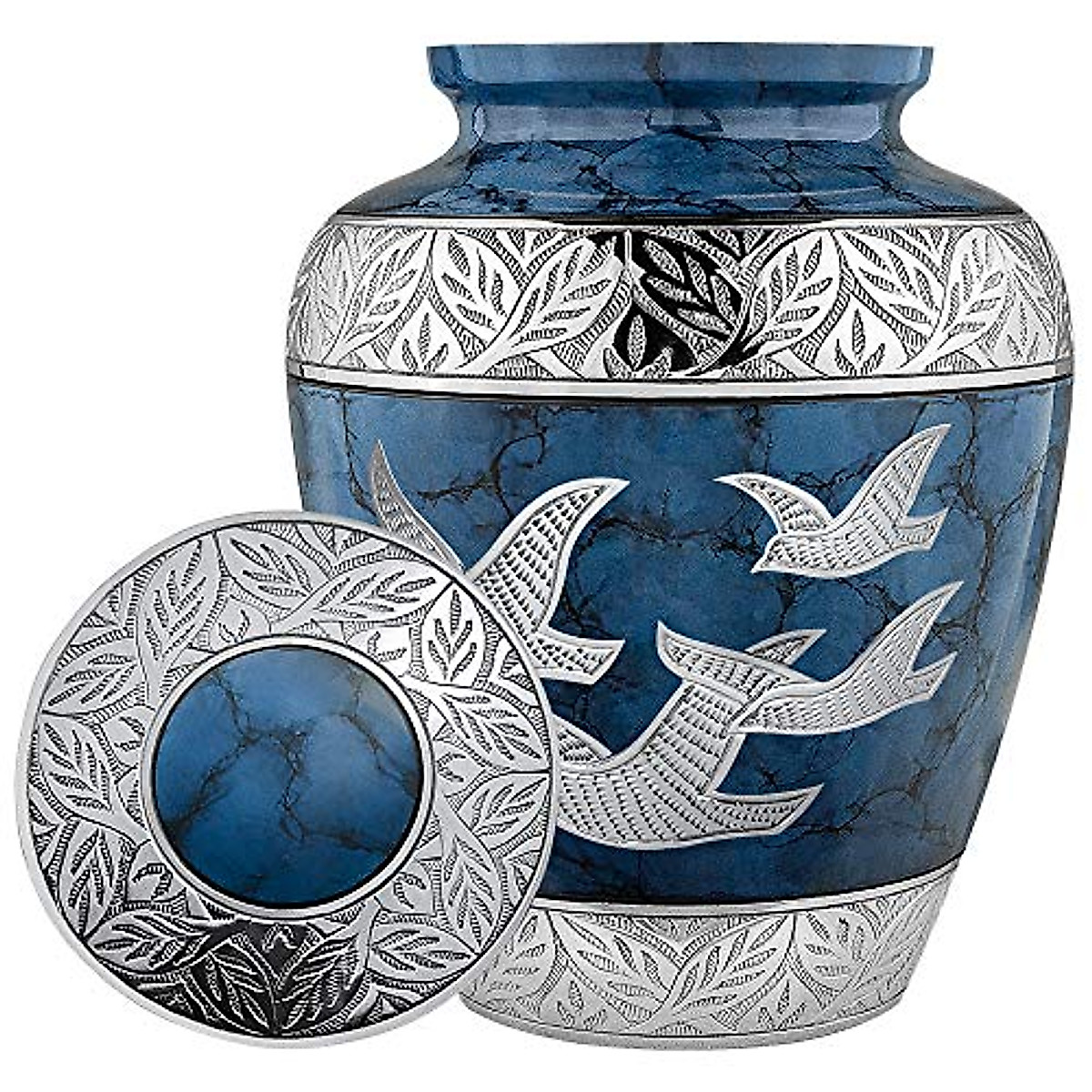 Trupoint Memorials Cremation Urns for Human Ashes - Decorative Urns, Urns for Human Ashes Female & Male, Urns for Ashes Adult Female, Funeral Urns - Dark Blue, Large