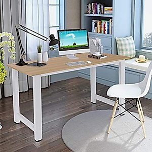 Desktop Computer Desk, Home Office Study Writing Table Computer Gaming Table Bedroom Laptop Study Table, 47.2inch Student Workstation Study Reading Writing Desk PC Laptop Table (White)