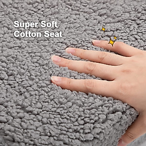 ALIMORDEN 2-in-1 Flip Out Cuddly Sherpa Toddler Couch, Convertible Sofa to Lounger, Grey