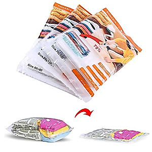 1Pcs Pratical Vacuum Compressed Storage Bags, Clothes Package Bag Bedding Pillows Organizer Household Space Saver, with Zipper and Sealing Valve, 3 Sizes Optional (80 * 110)