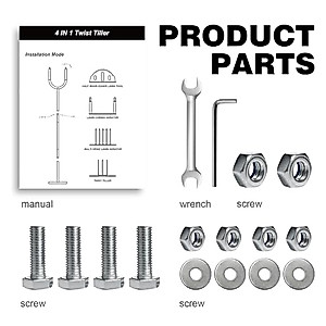 Evcitn 4 in 1 Lawn Aerator – Manual Plug Coring Aerator, Spike Aeration with Inches Iron Tines, Twist Tiller Claw Cultivator, Half Moon Lawn Edger for Flower Box, Sidewalks,Garden,Lawn…