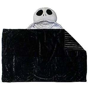 Jay Franco Disney Nightmare Before Christmas Jack Skellington Hooded Blanket – 2-in-1 Wearable Kids Plush Blanket - Fade Resistant Polyester, 50" x 30" (Offical Disney Product)