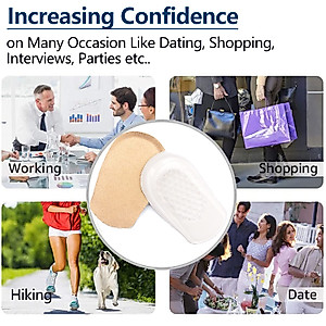 Heel Lifts, 1/2 Inch Shoe Lift, Gel Heel Raisers for Leg Length Discrepancies, Large Height Increase Insole for Men or Women, Shoe Inserts Comfort Half Foot Pads for Heel Pain - 1 Pair